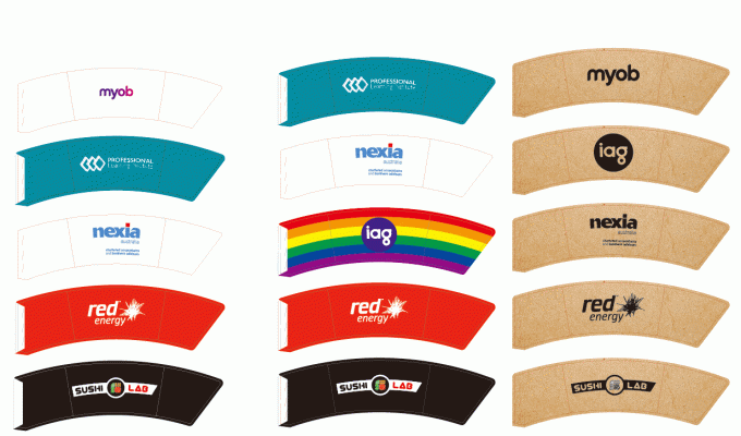 Customized Logo Paper Coffee Cup Sleeves , Kraft Paper Coffee Sleeves 16oz