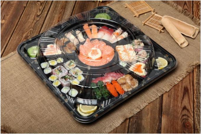 Round Sushi Disposable Food Packaging With Lid , Recyclable Food Containers