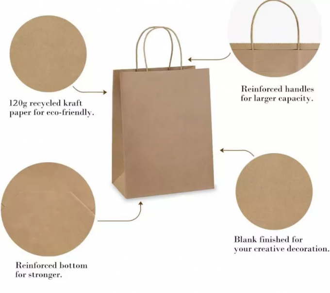 Biodegradable Rectangular Stand Up Kraft Paper Bag Side Gusset