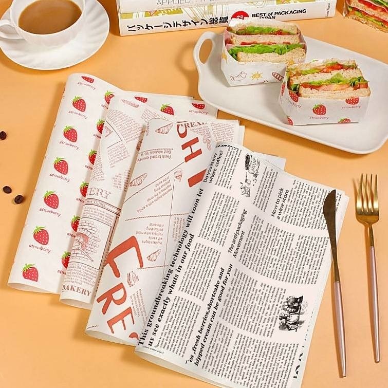 Food Grade Waxed Paper Customize Logo Greaseproof Pe Wax Burger Wrap Paper