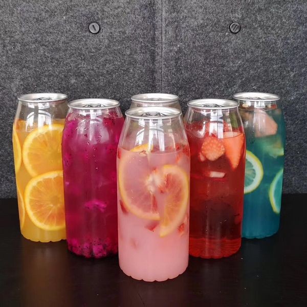 Clear Plastic Beverage Bottles Can 650ml With Sealing Machine With Logo ...